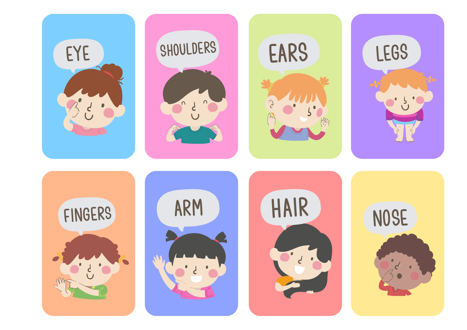 Body Parts: Shoulders, Legs, Fingers, And Nose - ENGLISH4ALL