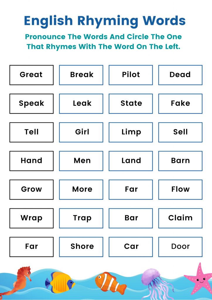 English Rhyming Words - ENGLISH4ALL